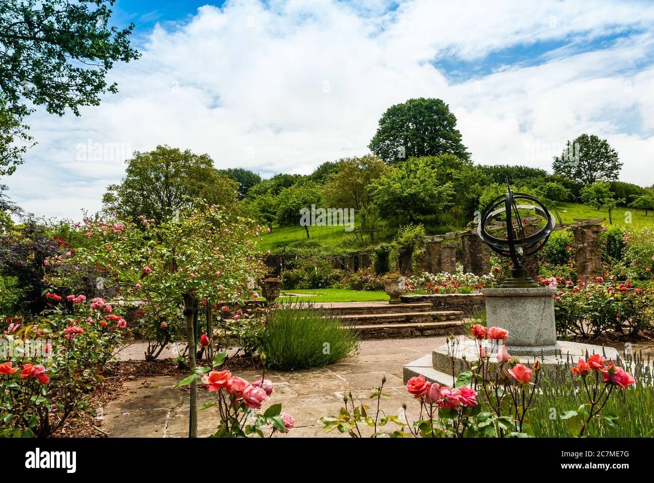Compton Castle gardens in Devon Stock Photo - Alamy