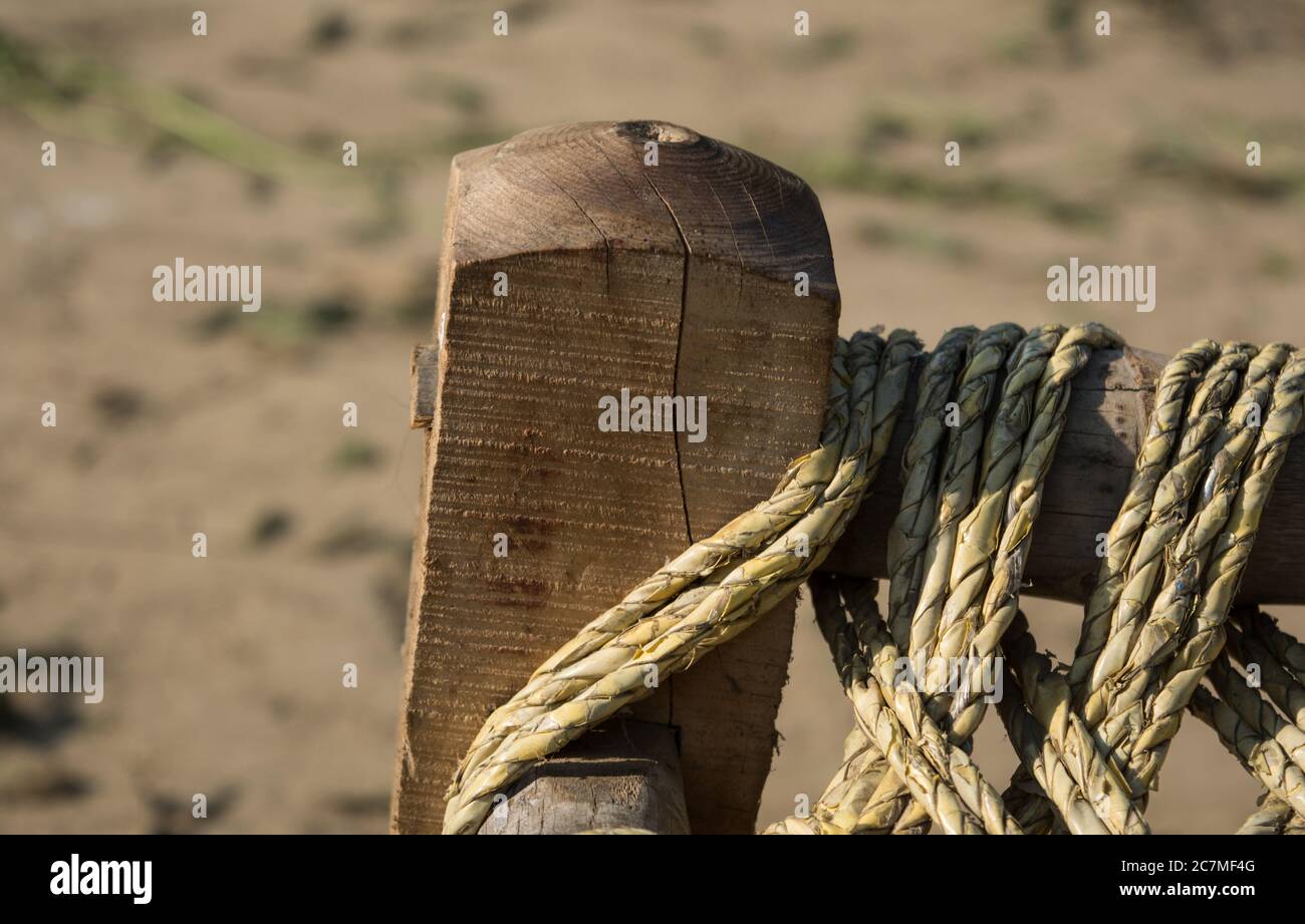 charpai - traditional Indian style bed made of woven net or rope mesh ...