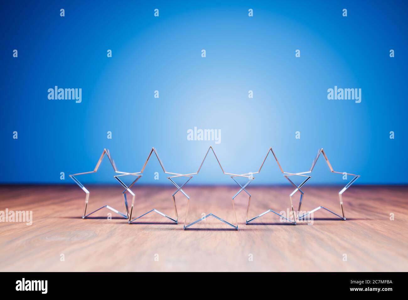 3D render: Five star rating - five transparent acrylic glas stars ...