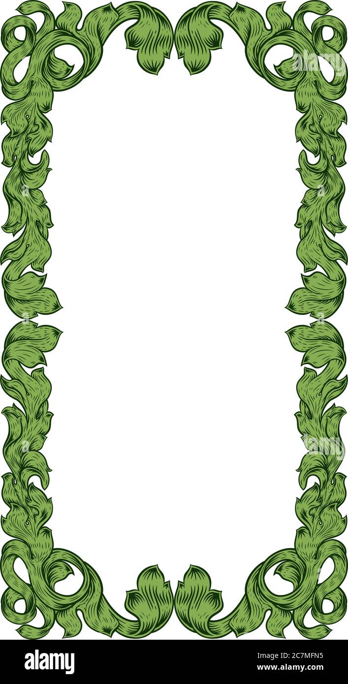 Filigree Heraldry Leaf Pattern Floral Border Frame Stock Vector Image ...