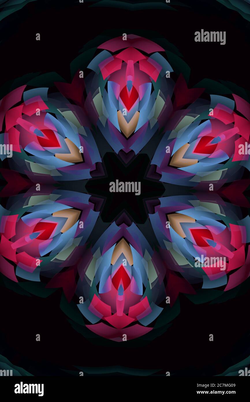 Rounding frame pink and blue flower leaf art texture raster image ...