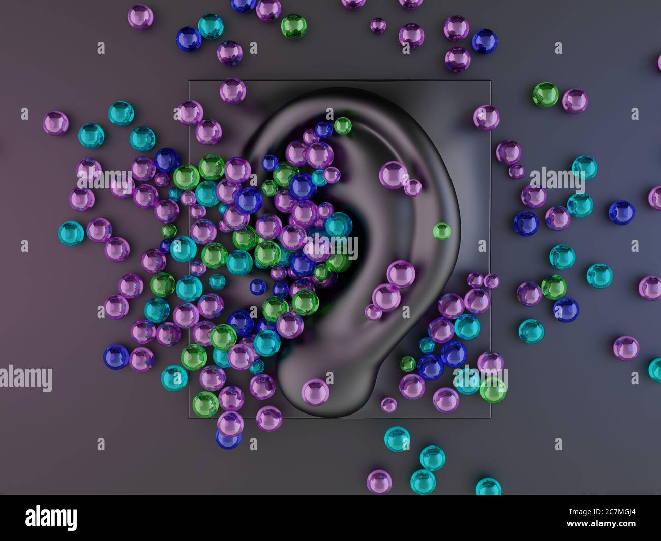 Multicolored orbeez balls scattered on a ASMR microphone. Autonomous ...