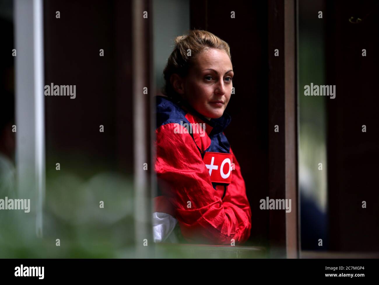 Jockey Rachel Richardson at Haydock Park Racecourse Stock Photo - Alamy