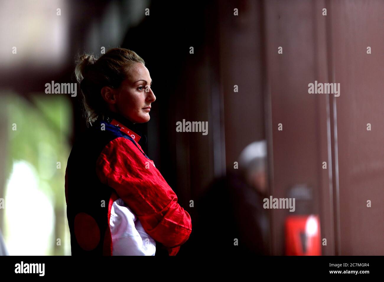 Jockey Rachel Richardson at Haydock Park Racecourse Stock Photo - Alamy