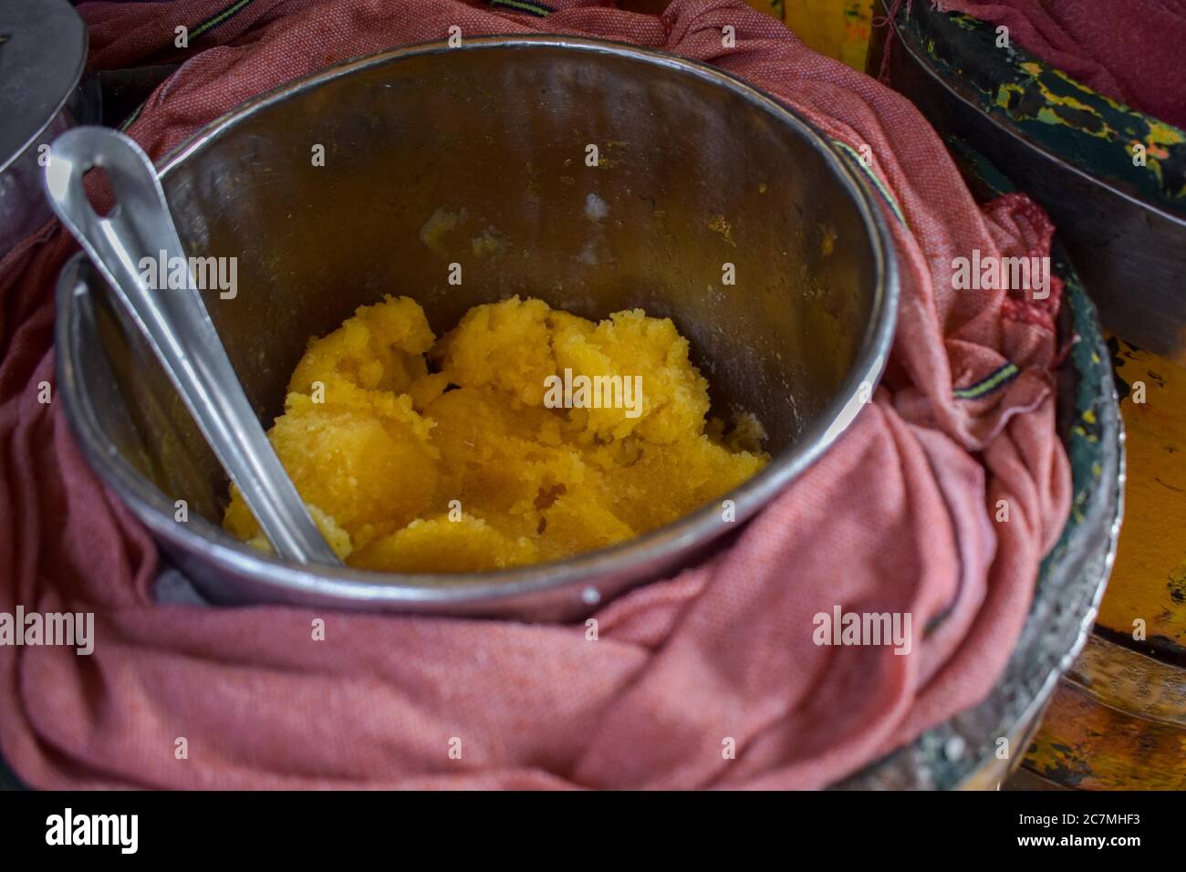 Jaggery with spoon hi-res stock photography and images - Alamy
