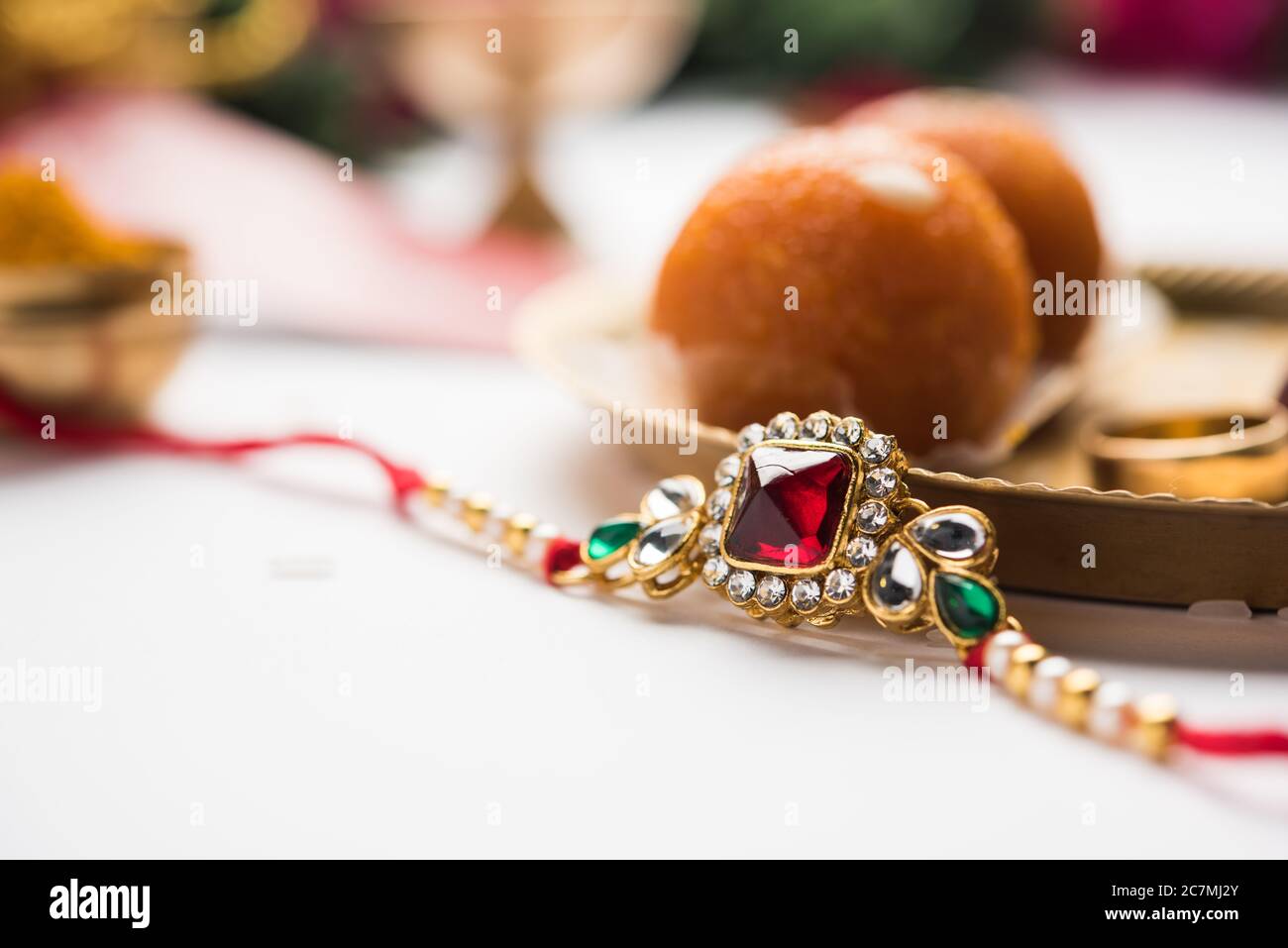 Raksha Bandhan / Rakshabandhan Rakhi with Haldi Kumkum rice, sweet ...