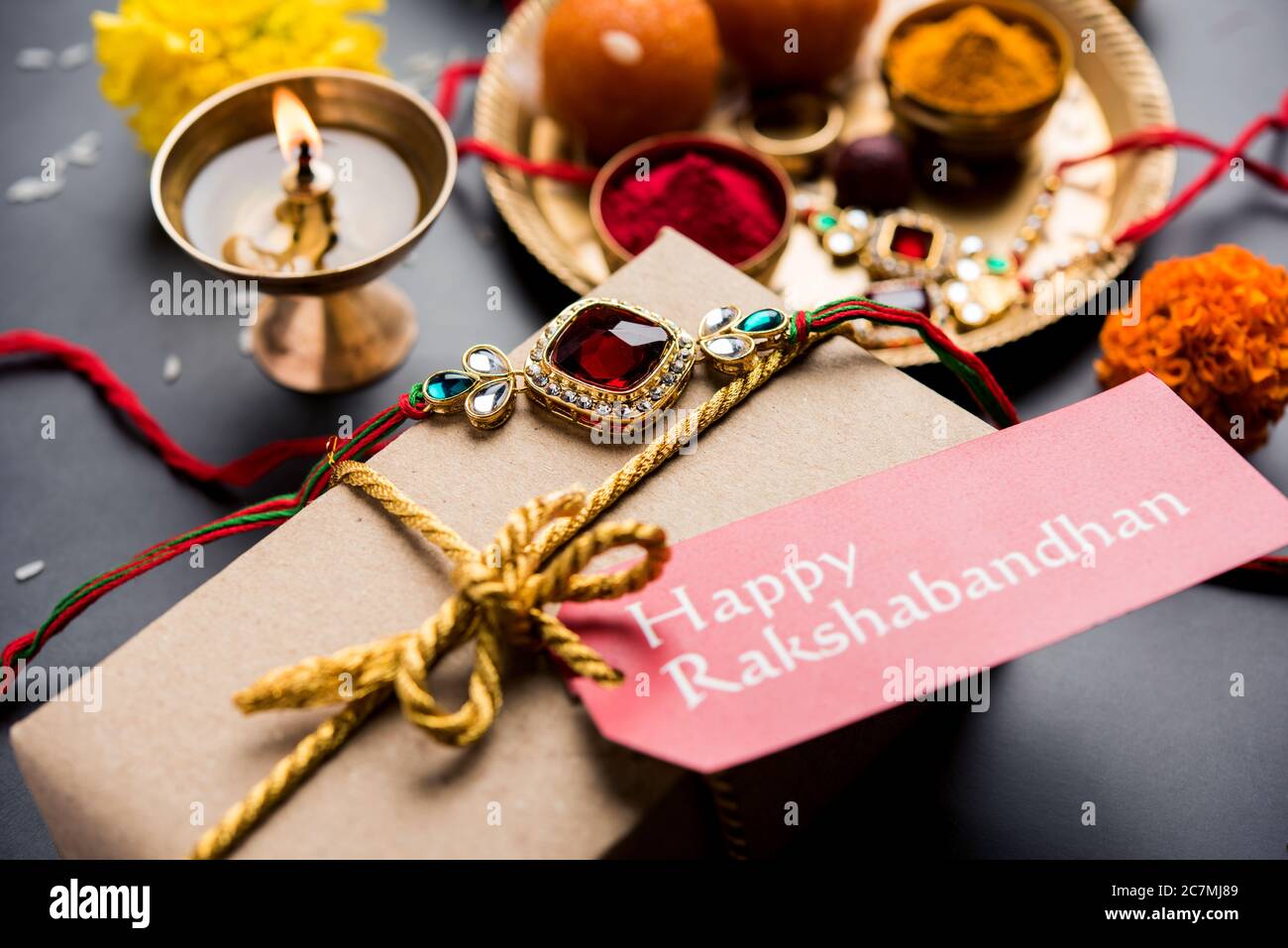 Raksha Bandhan / Rakshabandhan Rakhi with Haldi Kumkum rice, sweet ...