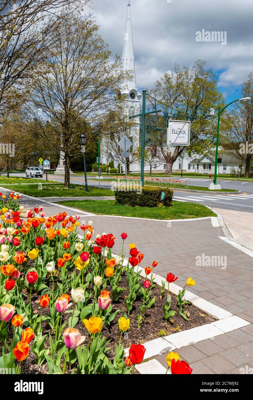 Springtime view of the historic and colorful Manchester Village in ...