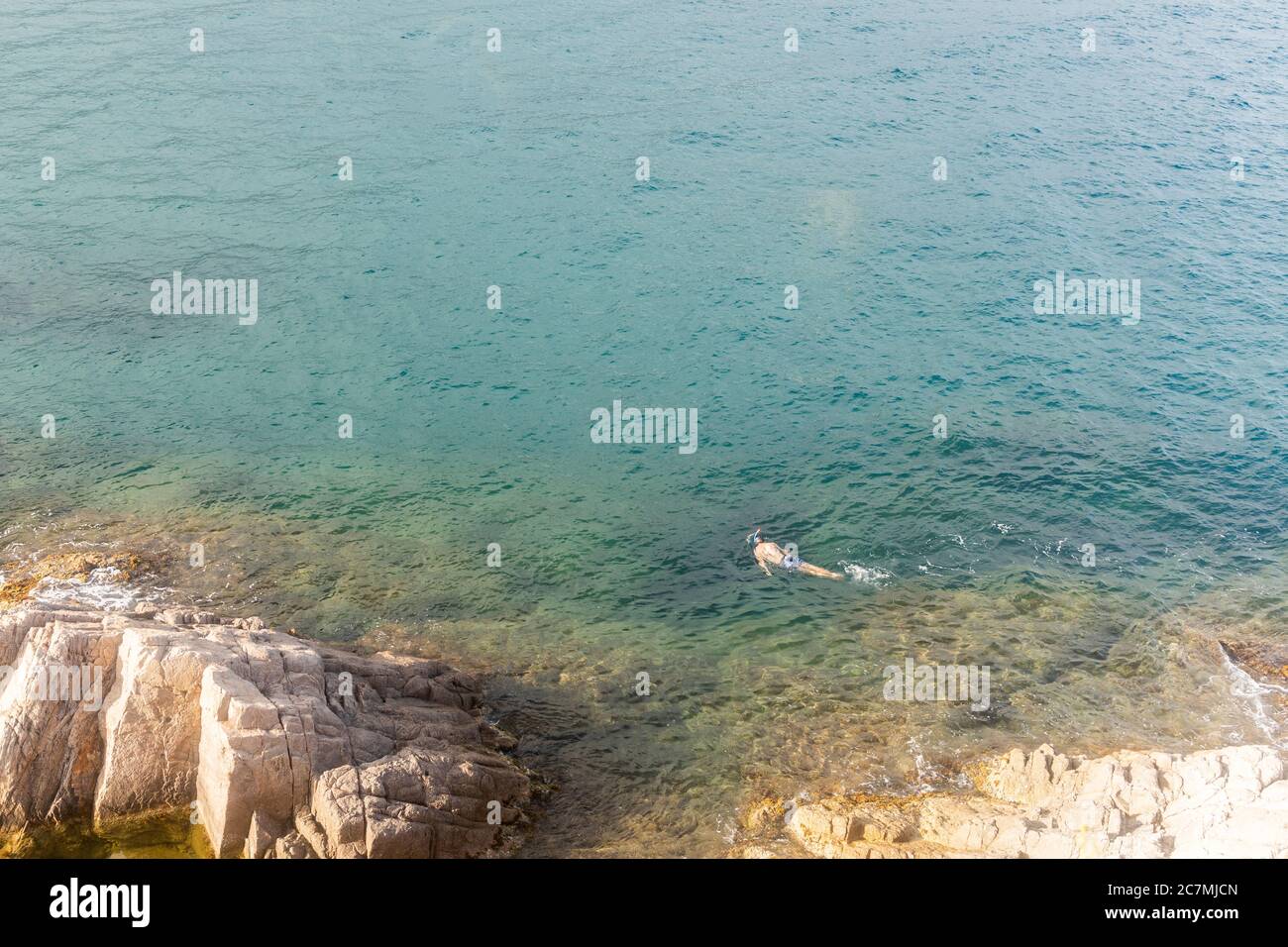 Man snorkeling on mediterranean sea hi-res stock photography and images ...