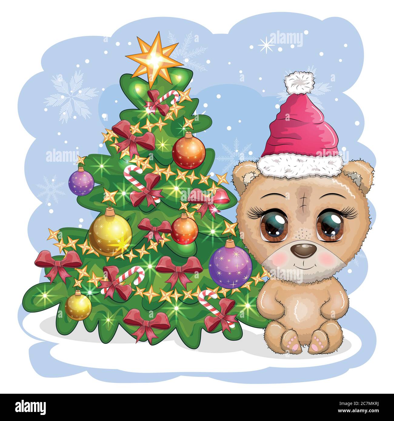 Cheerful girl near christmas Cut Out Stock Images & Pictures - Alamy