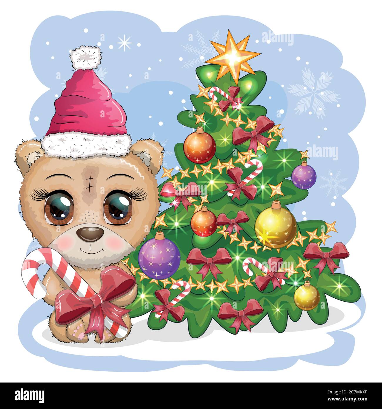 Cheerful girl near christmas Cut Out Stock Images & Pictures - Alamy