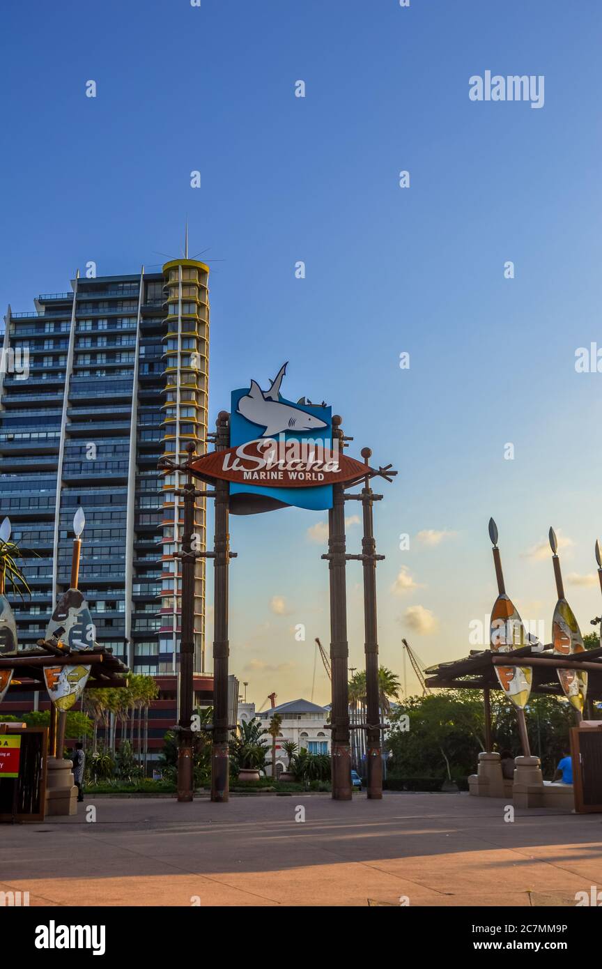 Entrance of Ushaka marine world a leisure aquarium in Durban KZN south ...
