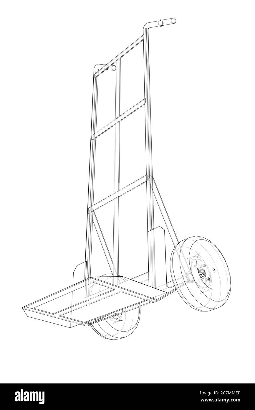 Outline delivery trolley or hand truck Stock Photo - Alamy