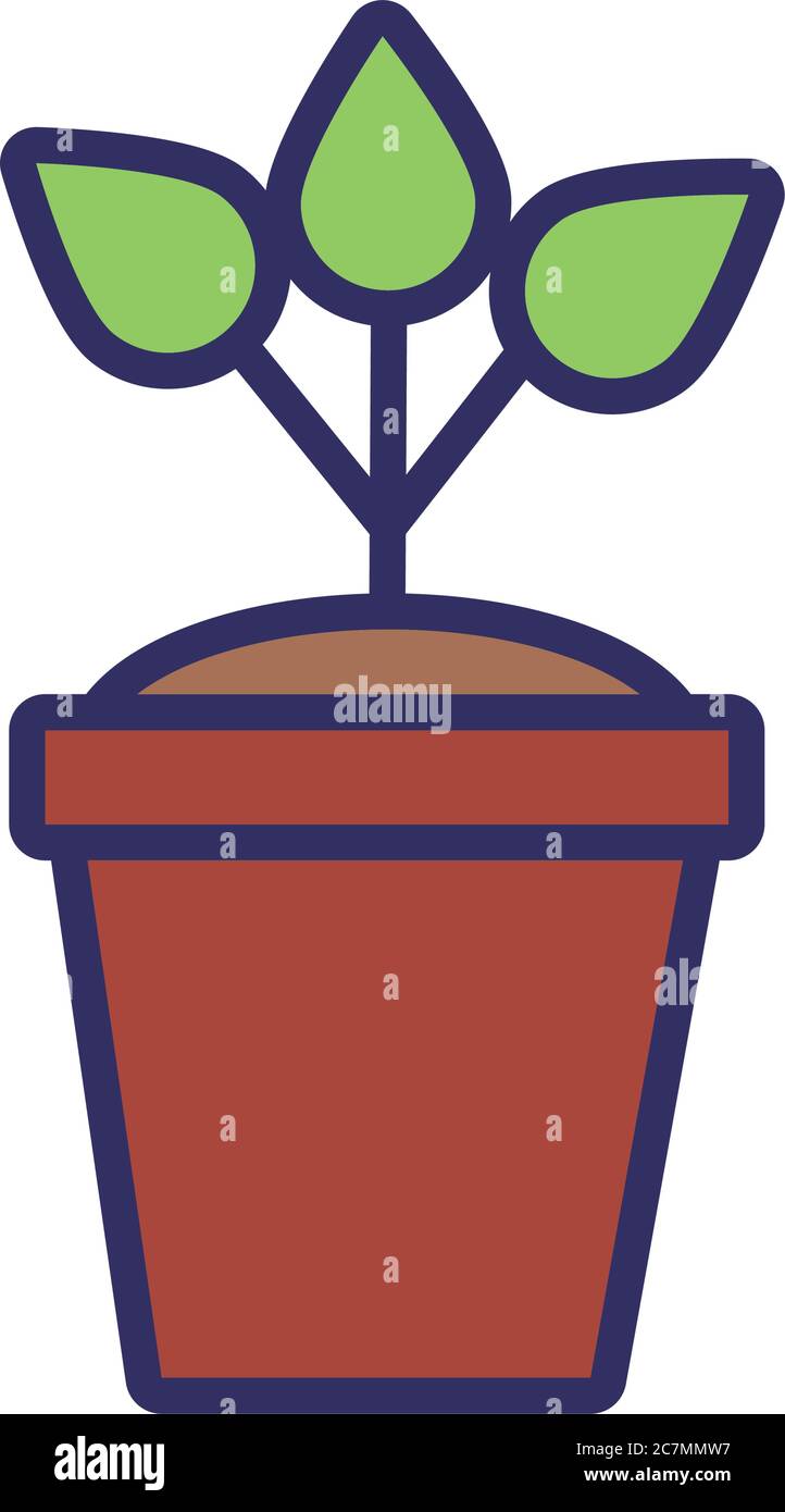growth plant in ceramic pot line style icon vector illustration design ...