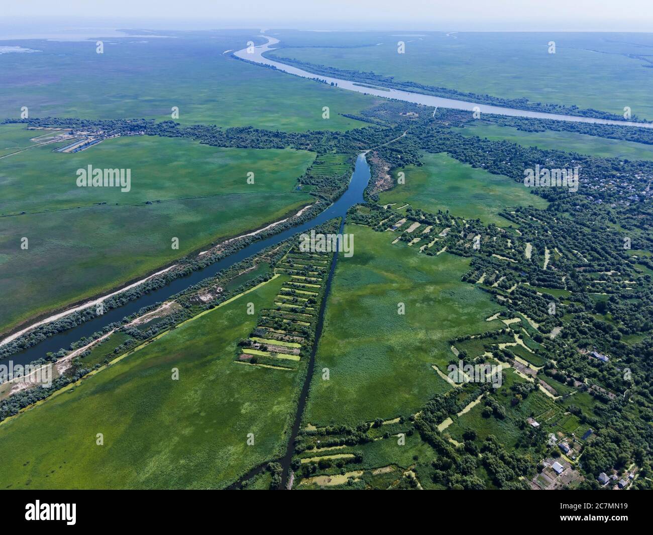 Aerial view on the Danube Biosphere Reserve in Danuble delta Stock ...