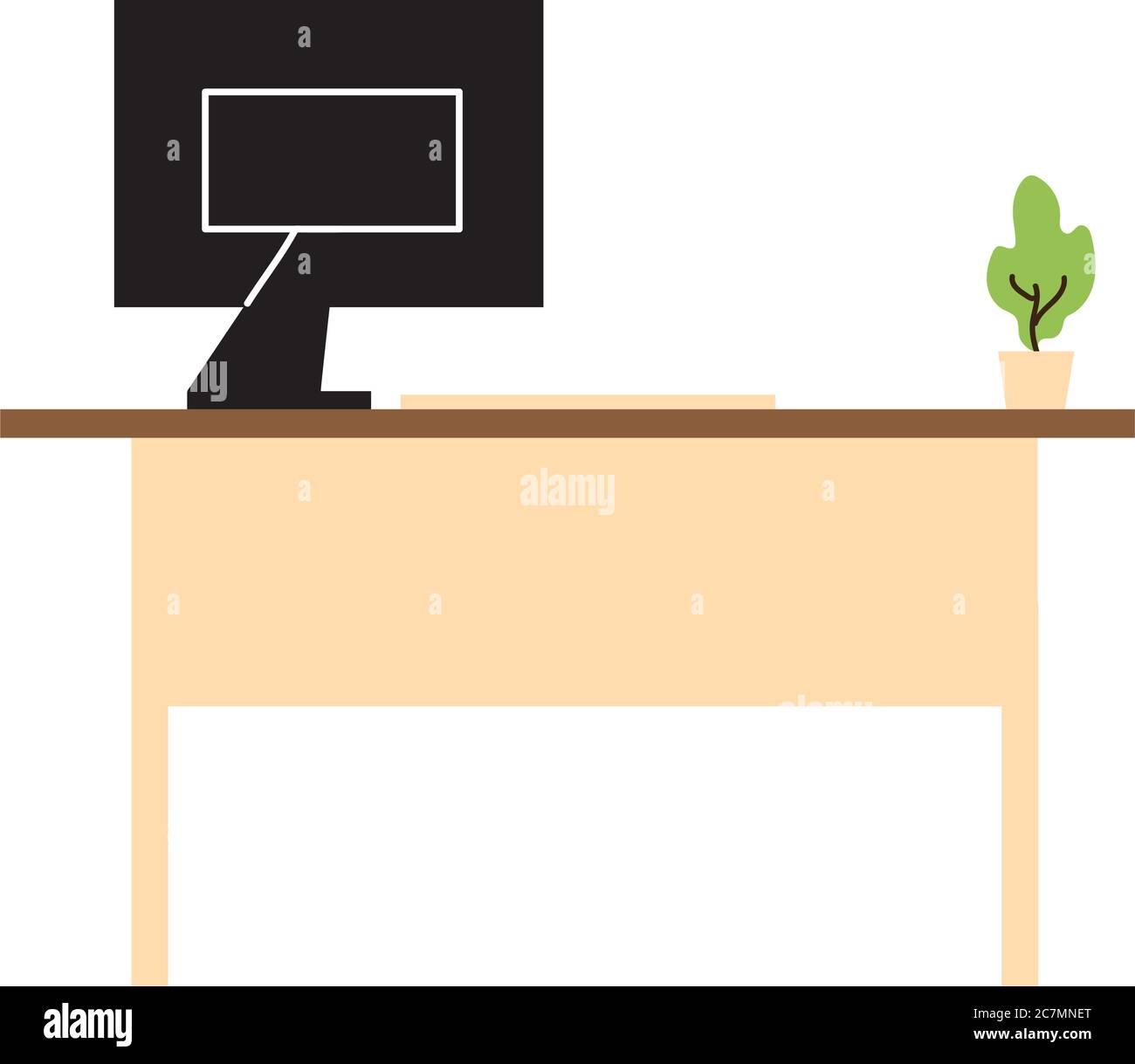 workstation with computer, desk, chair vector illustration design Stock ...