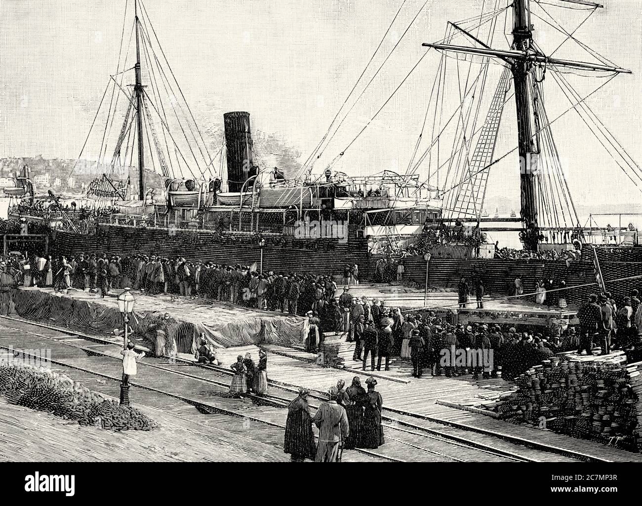 Battalion No. 6 embarking on the steam ship Leon XIII to transferring ...