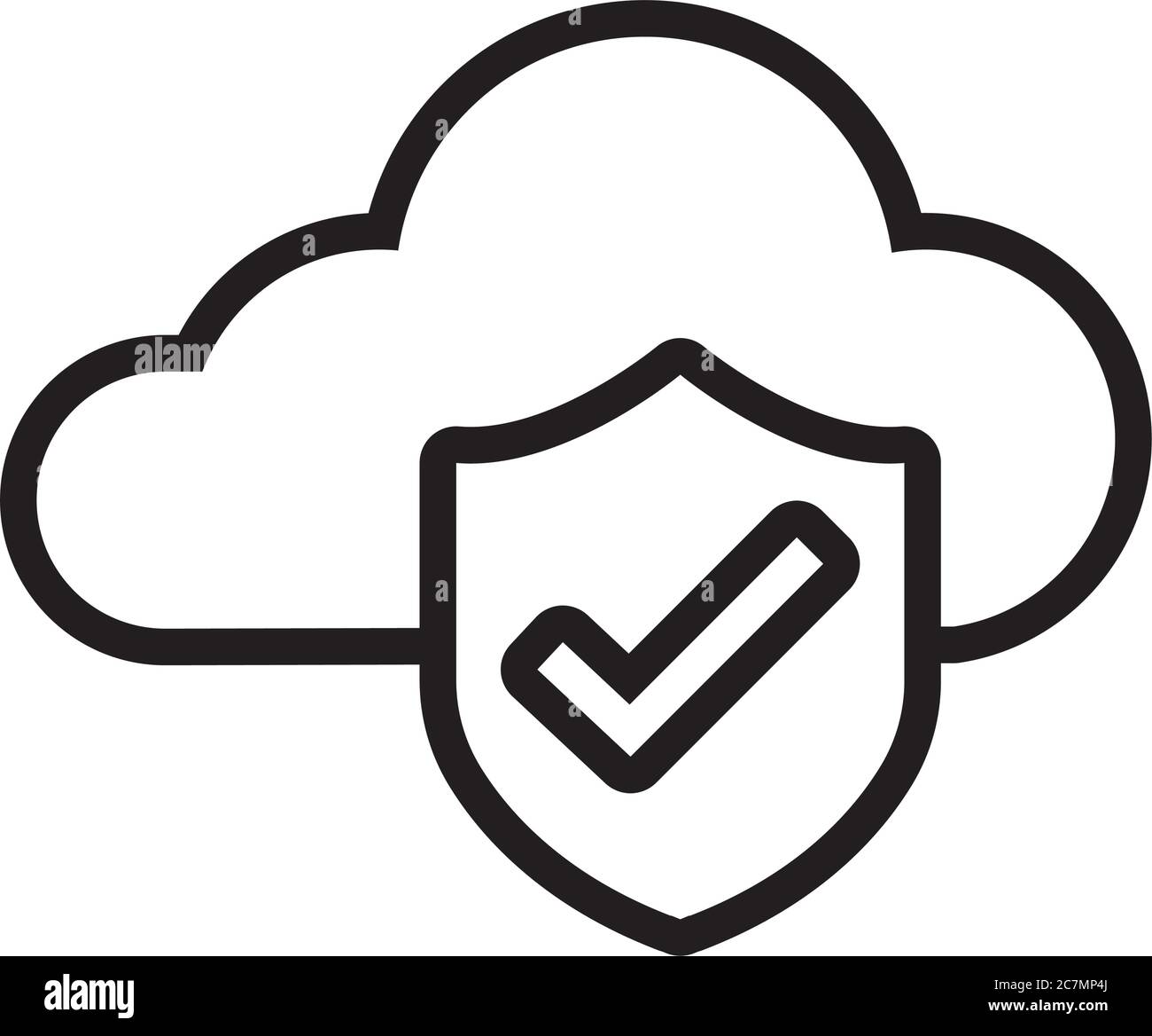 cloud computing with shield line style icon vector illustration design ... cloud computing with shield line style icon vector illustration design ...