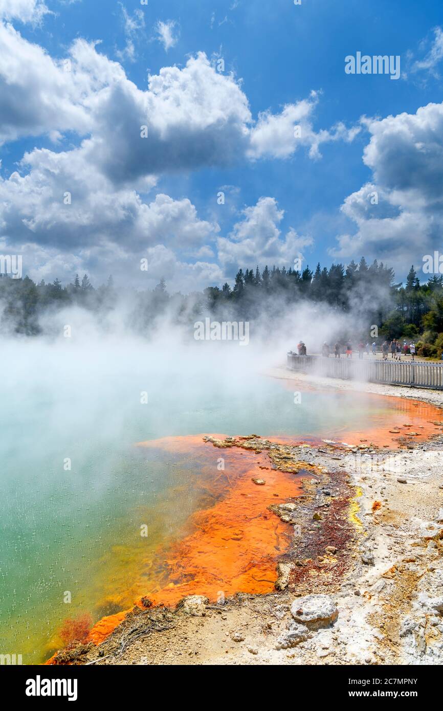 The Champagne Pool hot spring at Wai-O-Tapu Thermal Wonderland, near ...