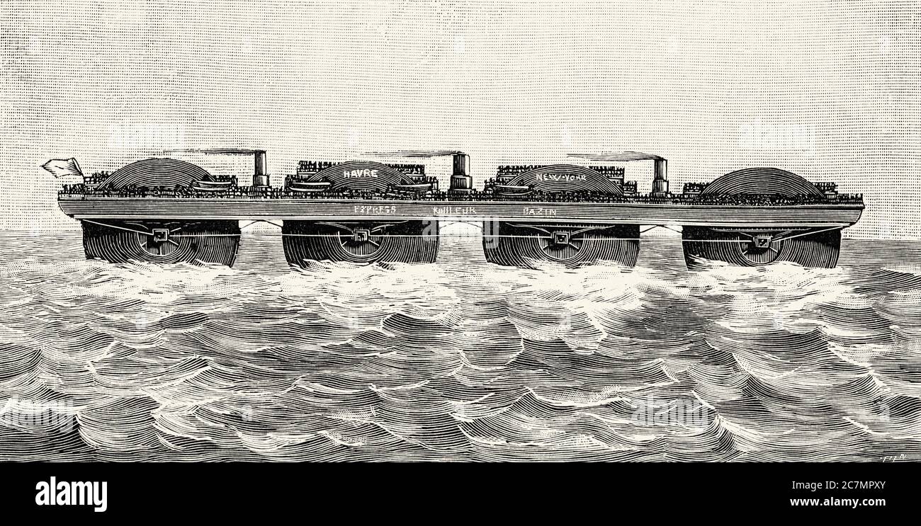 The wheeled boat. Ernest Bazin high speed experimental boat, France ...