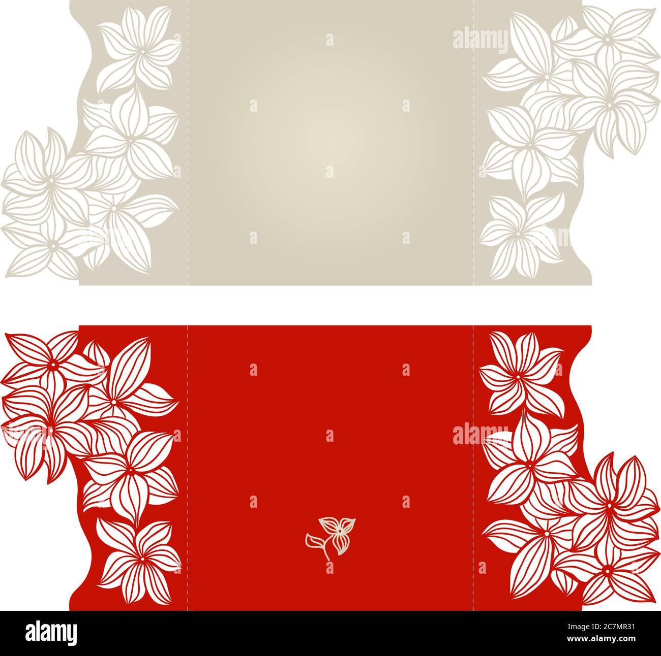Layout invitation card with floral pattern in red color for weddings ...