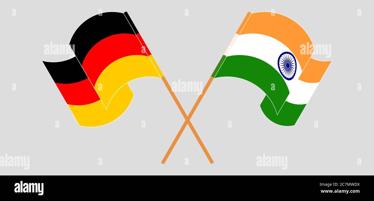 Crossed and waving flags of India and Germany. Vector illustration ...