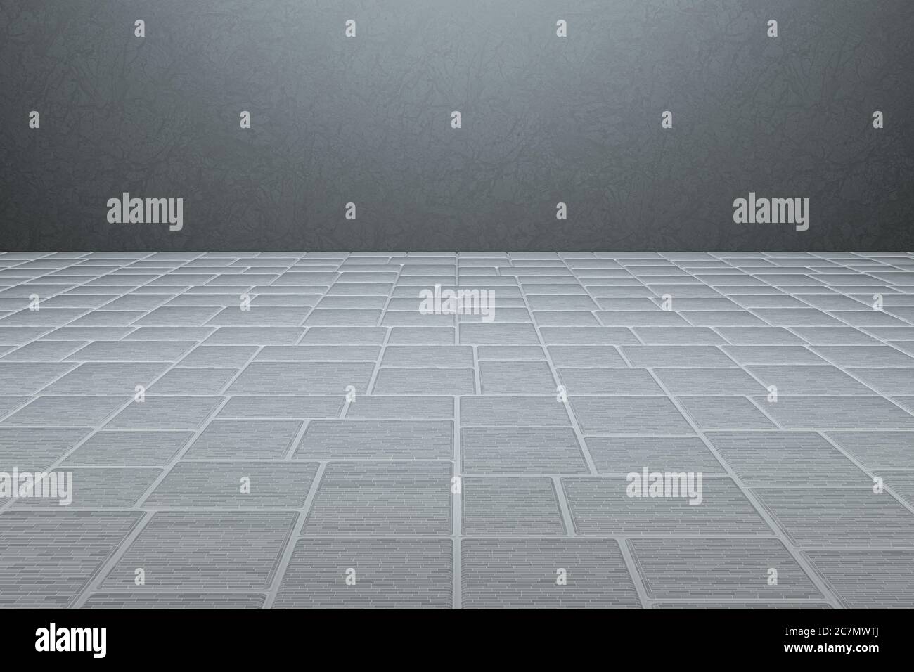 Corner floor with tile cube floor, 3d rendering. Computer digital ...