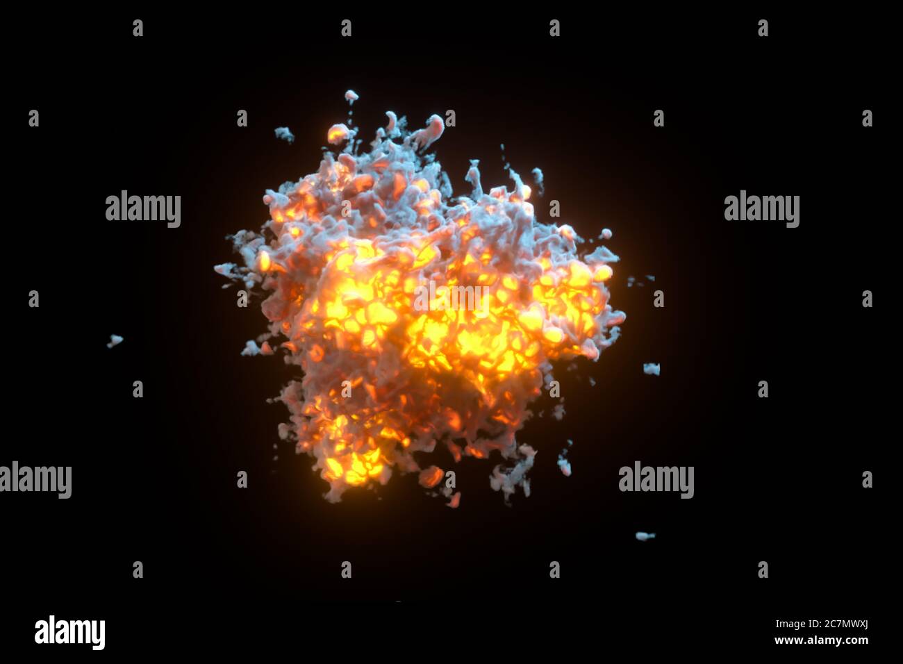 Explosive flame with dark background, 3d rendering. Computer digital ...