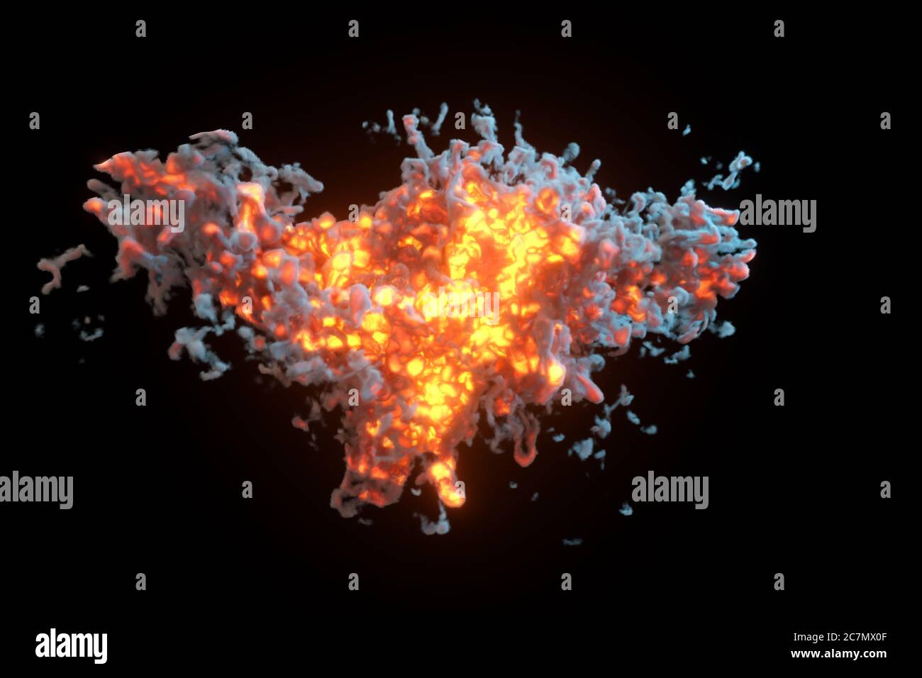 Explosive flame with dark background, 3d rendering. Computer digital ...