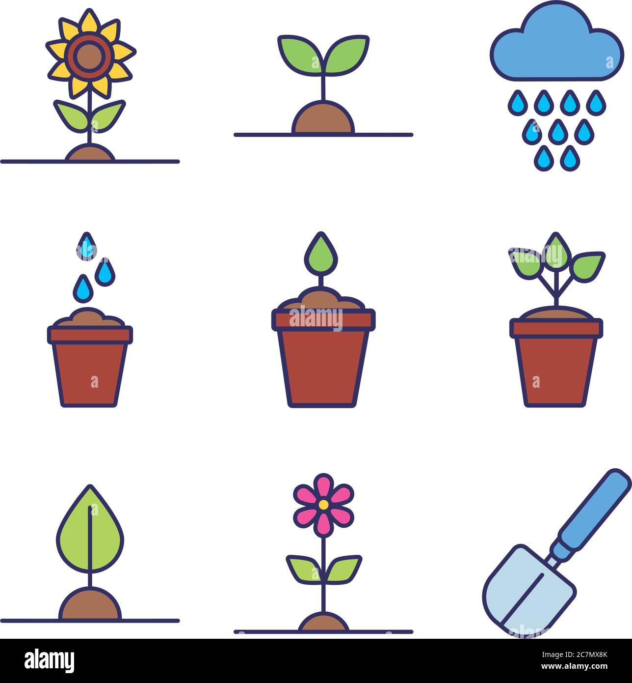 bundle of plant growth line style vector illustration design Stock ...
