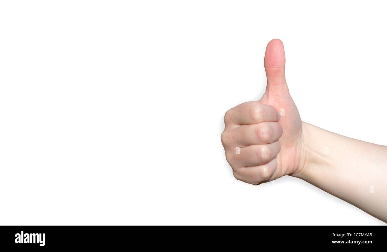 Hand making an approval gesture doing the like symbol with fingers on a ...