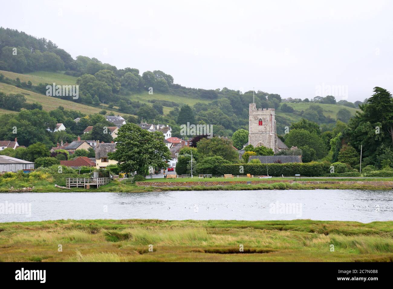 Axmouth from opposite bank of River Axe, Devon, England, Great Britain ...