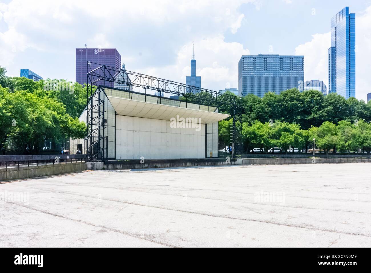 Chicago's Petrillo Music Shell. Closed up. With no audience. The Sears ...