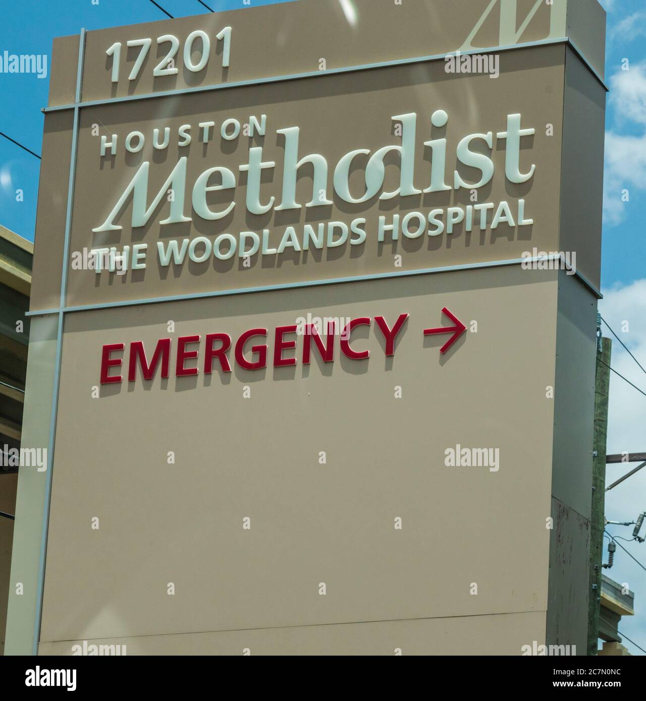 Emergency sign at Houston Methodist The Woodlands Hospital in The ...