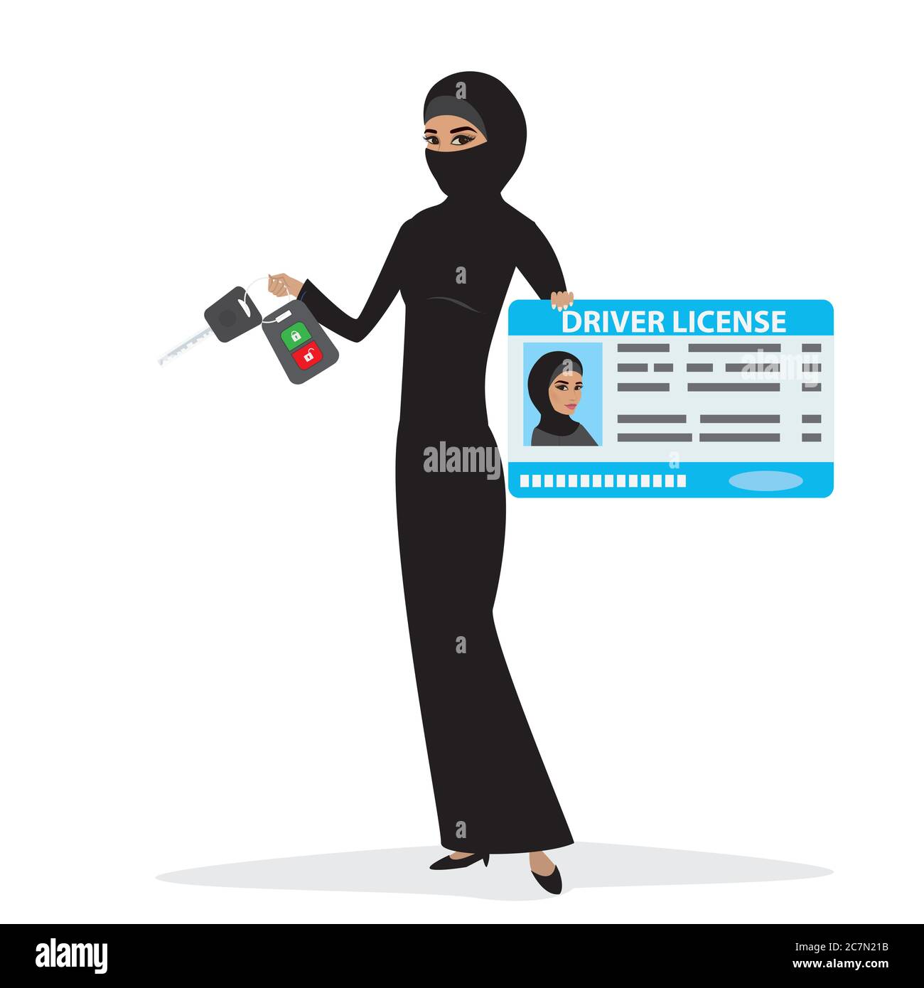Arabic woman with driver license and with car key,muslim female ...