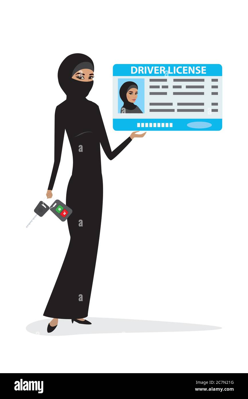 Arabic woman with driver license and with car key,muslim female ...