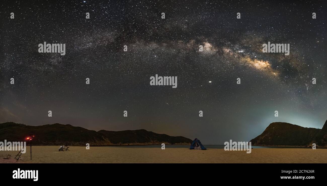 Breathtaking scenery of the Milky Way Galaxy in the scenic night sky ...