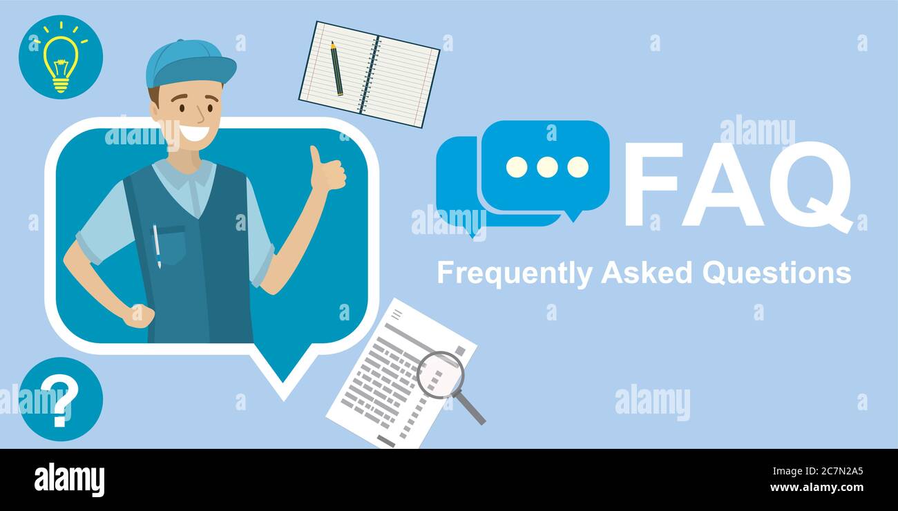 Worker man or employee in speech bubble,faq concept template,cartoon ...