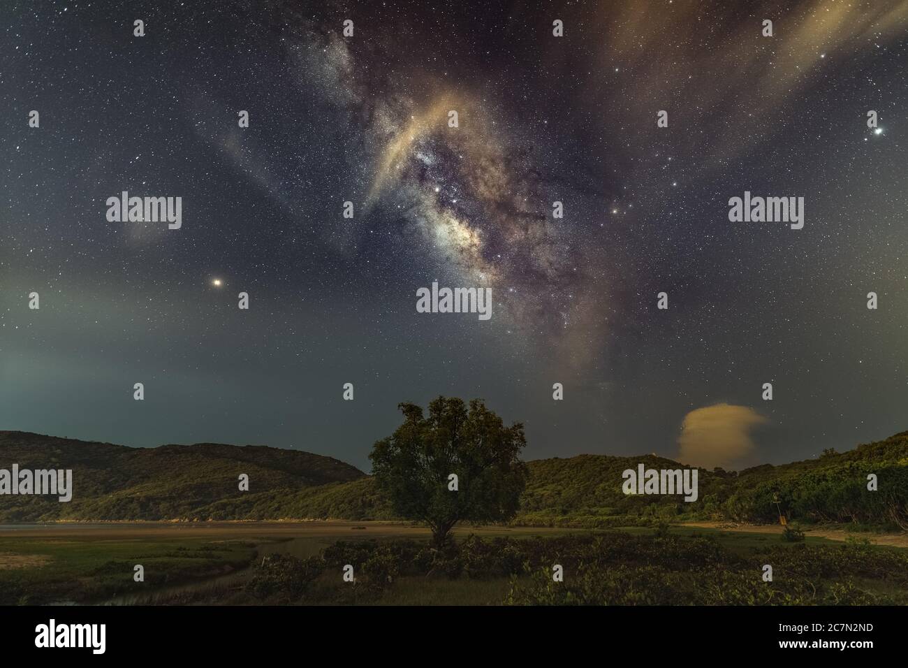 Breathtaking scenery of the Milky Way Galaxy in the scenic night sky ...