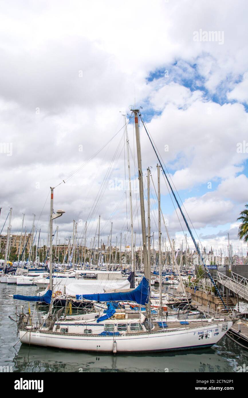 A number of boats at dock, port of Barcelona, Spain Stock Photo - Alamy