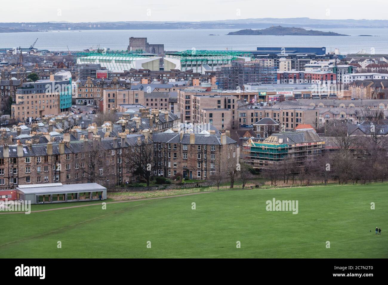 Parade Ground seen from hill of Holyrood Park in Edinburgh, the capital ...