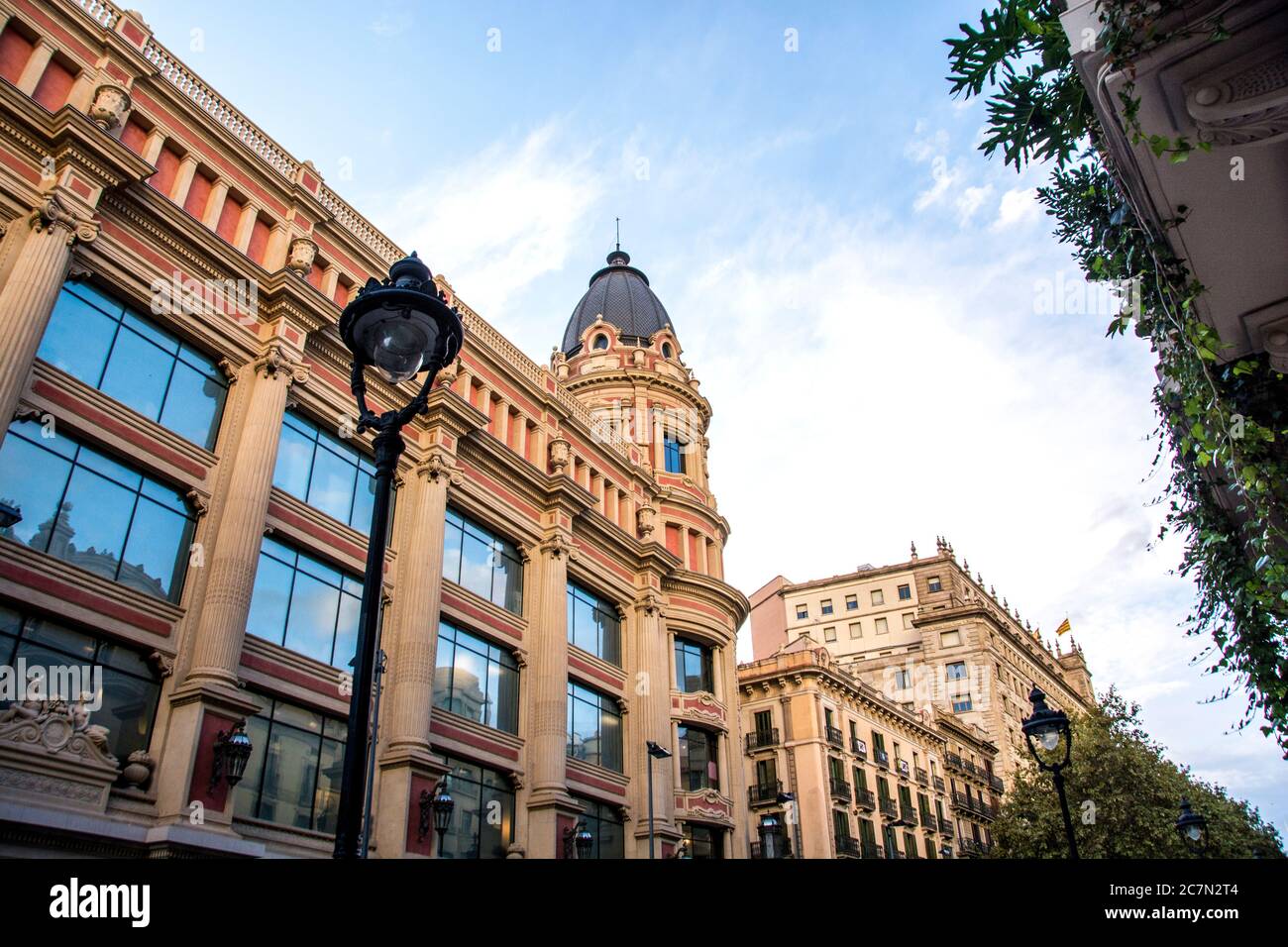 Buildings flanking the Catalonia Plaza; Barcelona, Spain Stock Photo ...