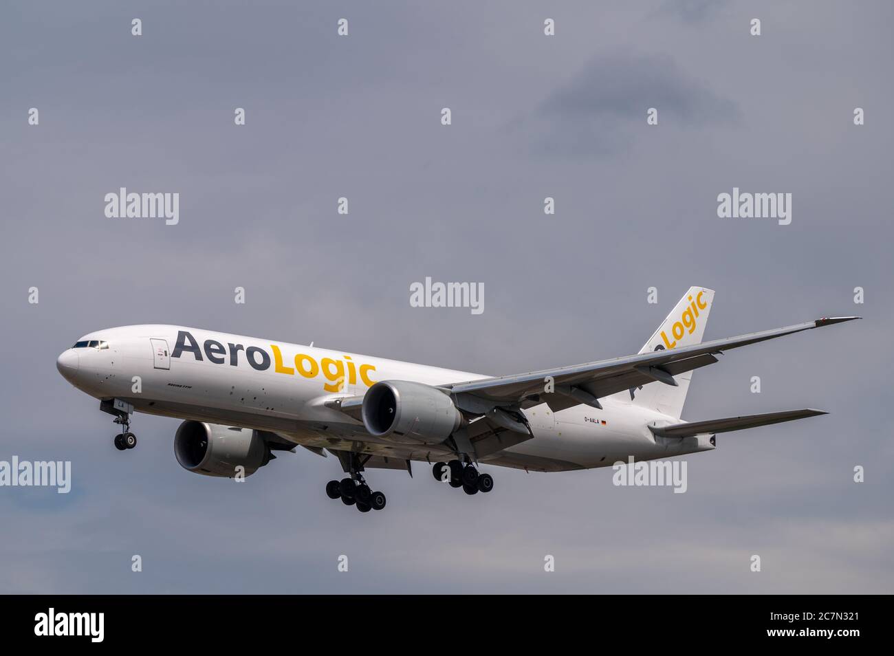 Aerologic Boeing 777-200F cargo aircraft D-AALA in landing ...