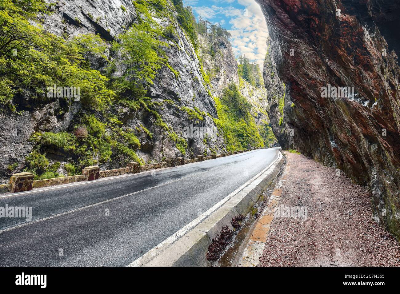 Amazing summer view of Bicaz Canyon/Cheile Bicazului. Canyon is one of ...