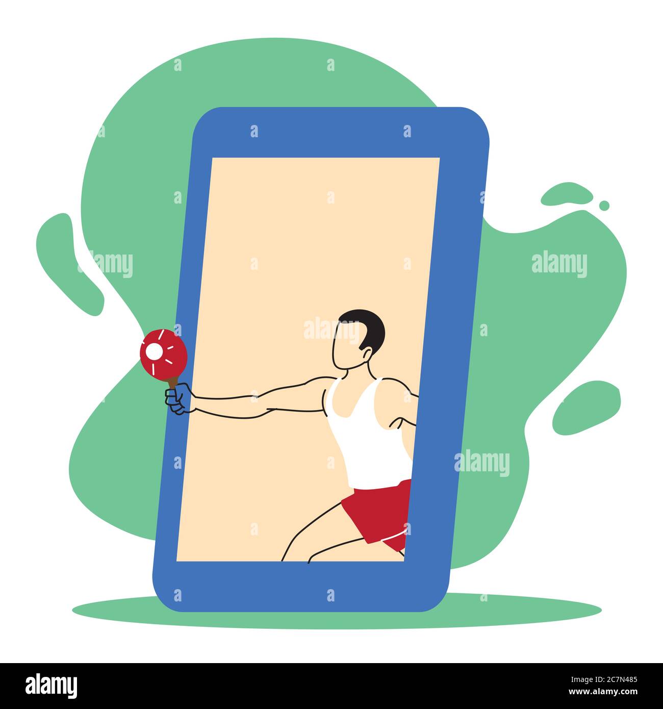 man doing sports in a mobile phone application vector illustration ...
