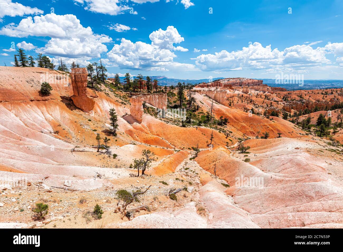 Aerial view of hoodoos and orange rock formations shapes at Bryce ...