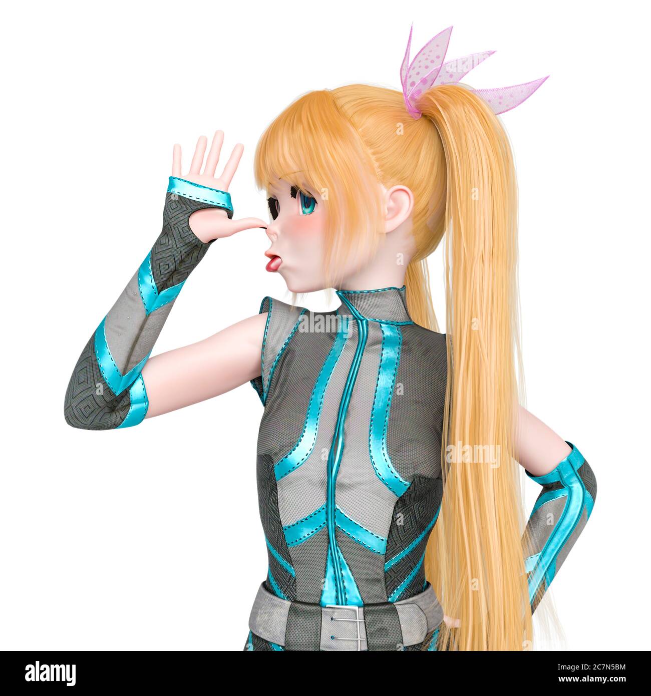 blond girl is doing a silly pose in a sporty outfit on kwaii anime ...