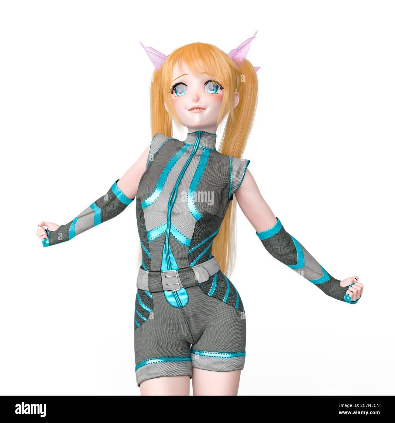 blond girl doing a power pose wearing a sporty outfit on kwaii anime ...