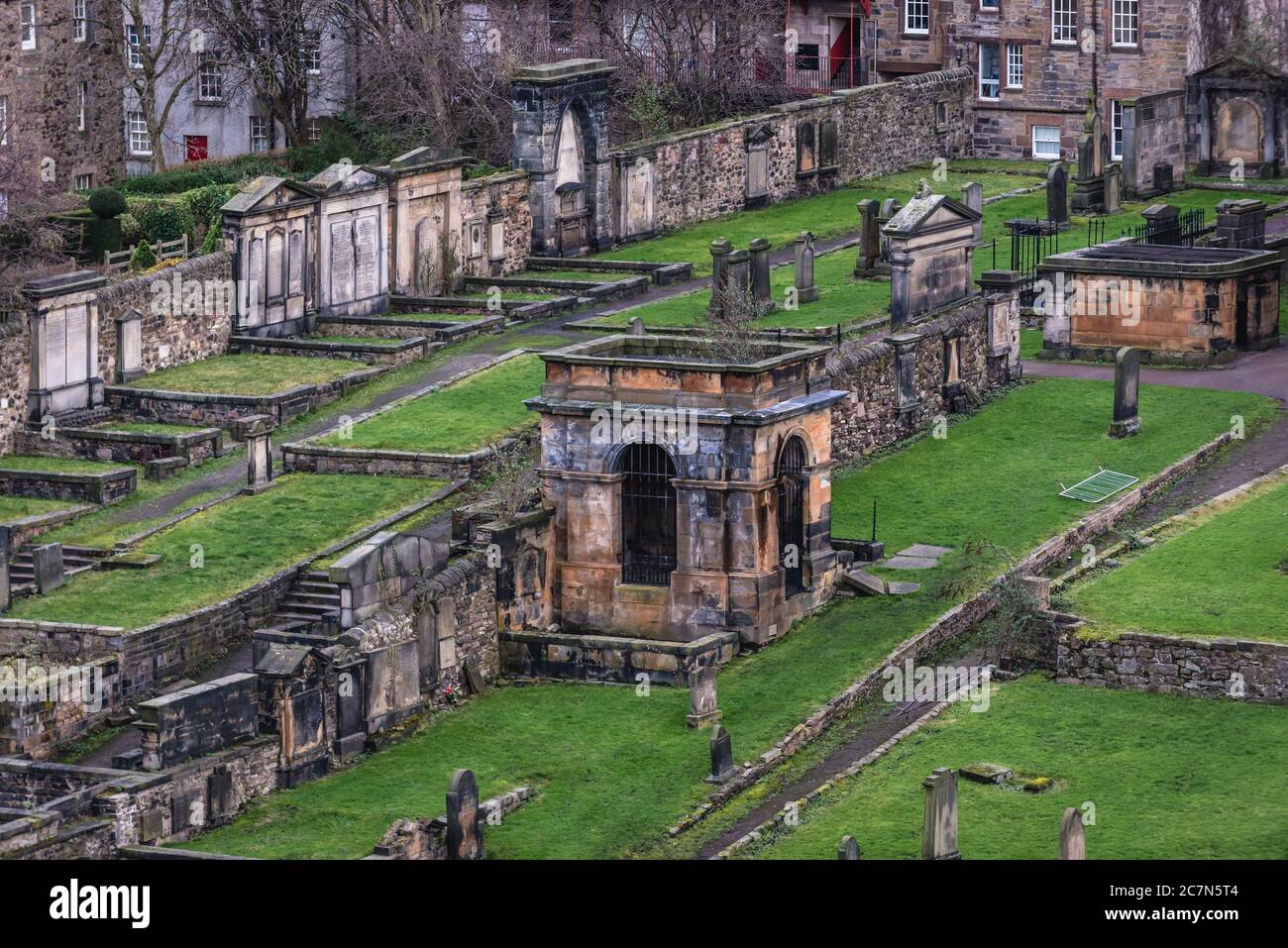 Cemetery around Canongate church in Edinburgh, the capital of Scotland ...