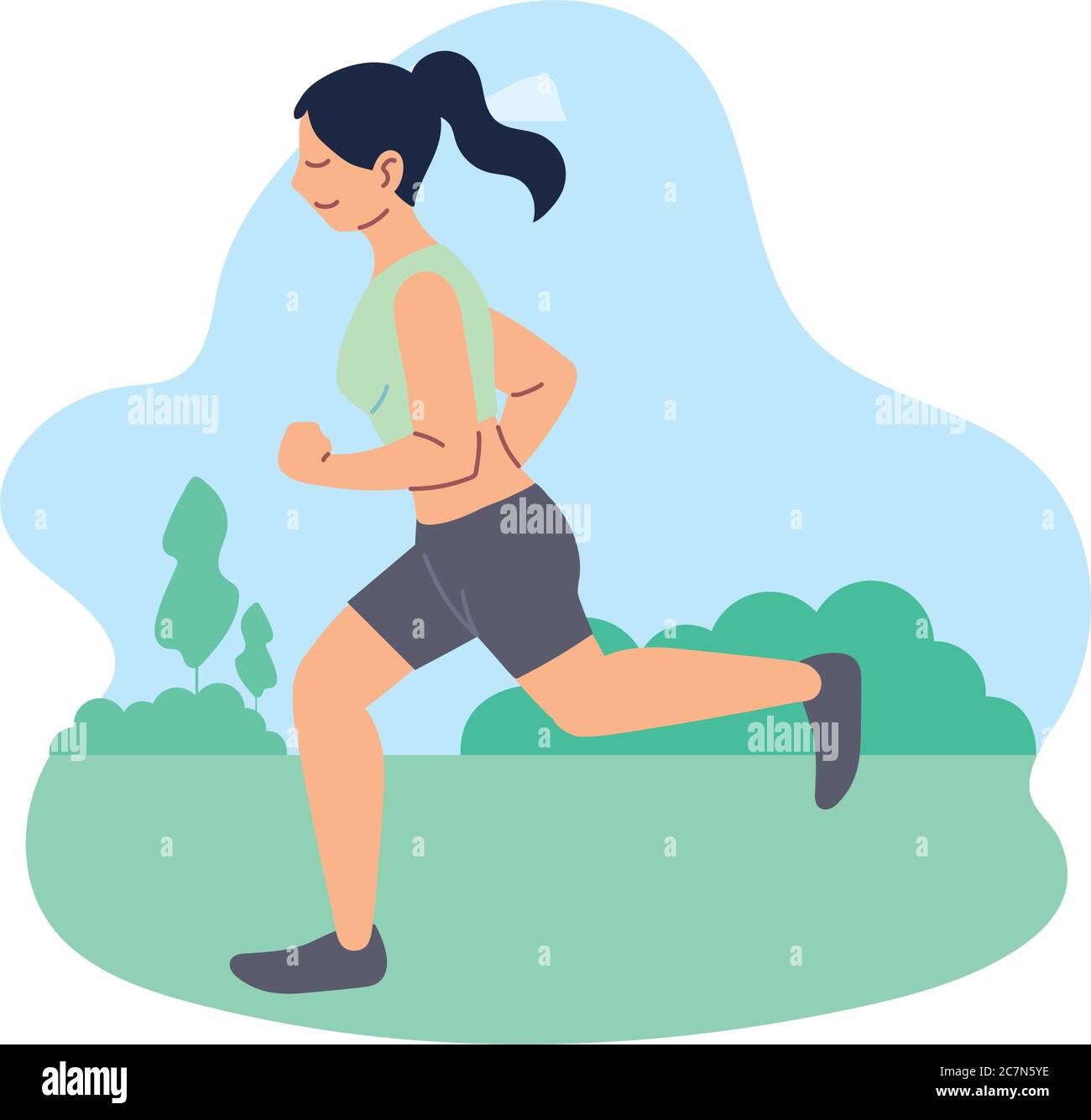 Woman avatar running at park design, Stay healthy sport and activity ...